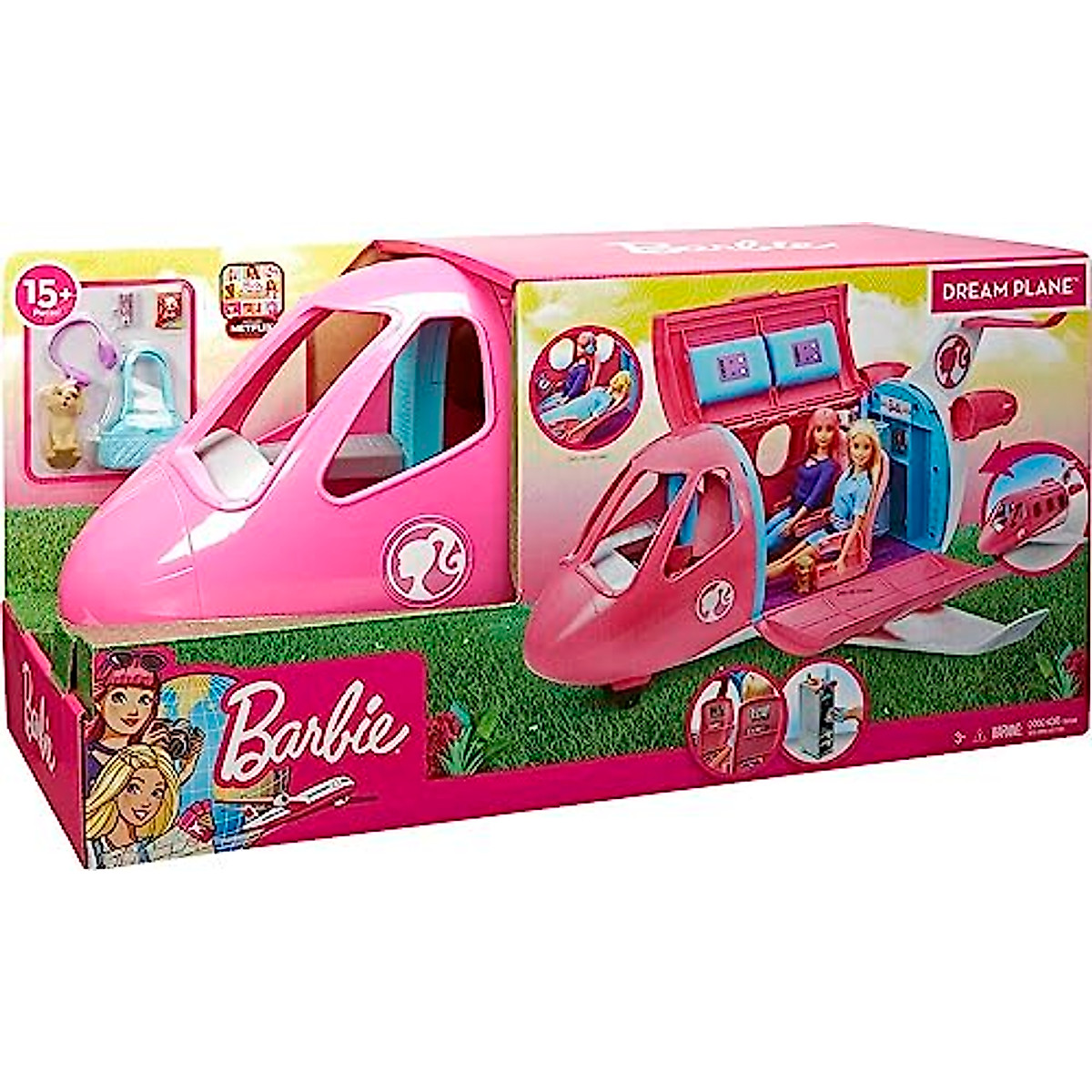 Barbie Airplane Playset, Dreamplane with 15+ Accessories Including Puppy, Snack Cart, Reclining Seats and More (Amazon Exclusive)