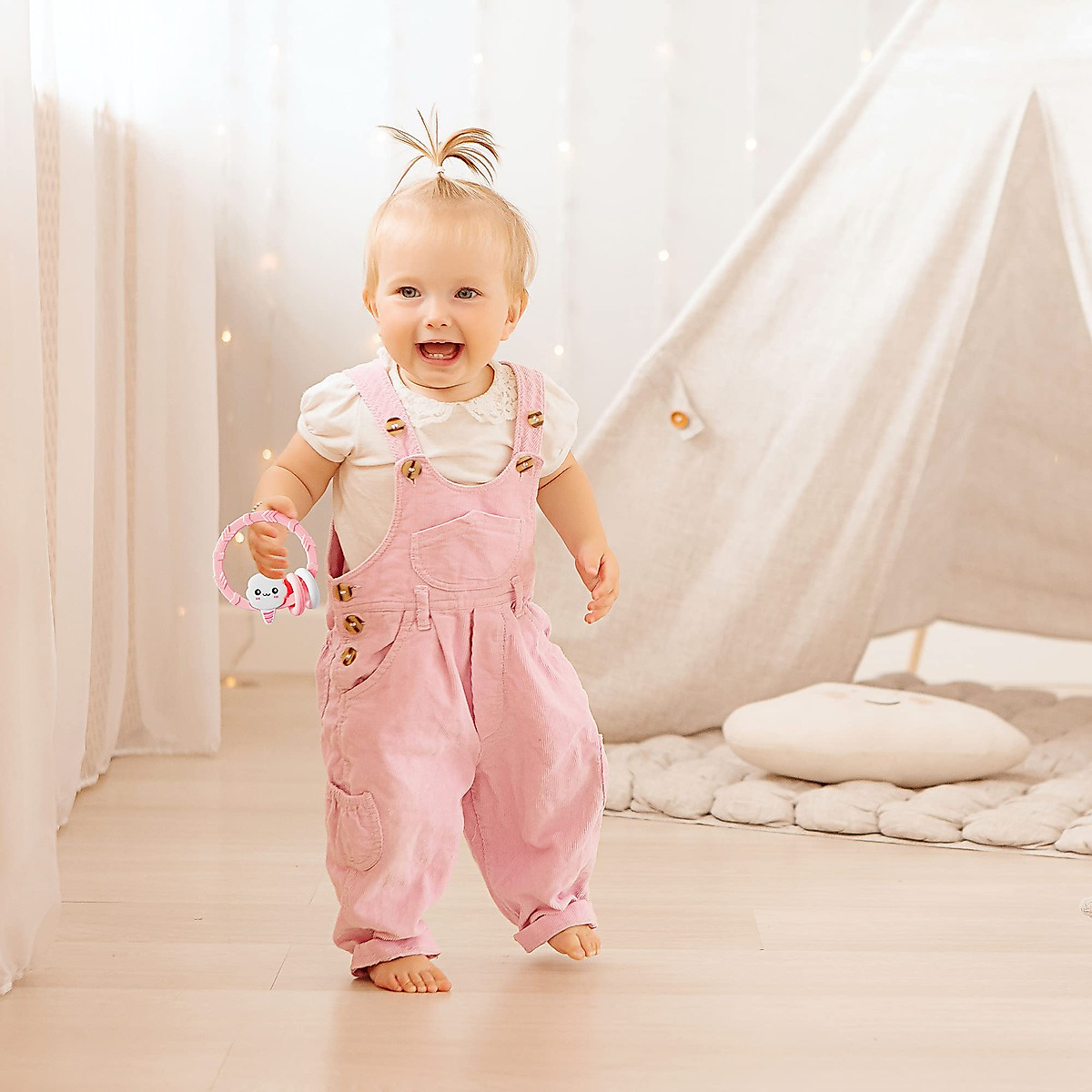 3pcs Baby Teething Rings, Silicone Teether with Rattle Sensory Teething Relief Soothing Teether Toys Soothes Baby Gum Pain, Lollipop Marshmallow Zebra Biting Ring Oral Chew Tools for Infants