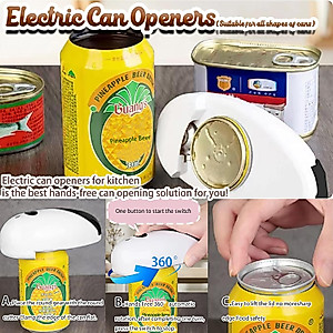 LEQOS Electric Can Opener For Kitchen One Touch Automatic Can Opener Electric for Any Size Can Hands Free Battery Operated Can Opener For Seniors Arthritis Smooth Edge Portable Food-Safe (Dark Black)