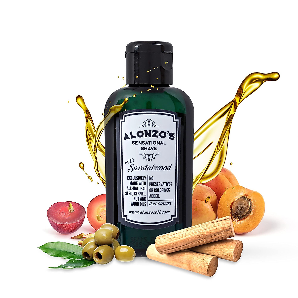 Alonzo’s Sensational Shave - Pre Shave Oil with Sandalwood Oil, Beard Kit Essential, Men’s Face Care and Skin Care Pre-Shave Oil, 2fl oz