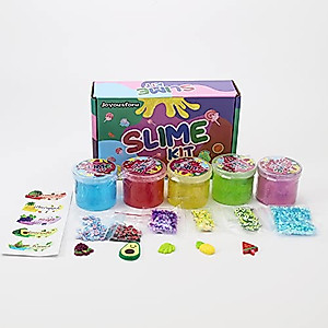 5 Pack Crunchy Slime,Clear Slime Kit with Glimmer for Girls,Birthday Gifts School Party Favors Toy for Girls and Boys