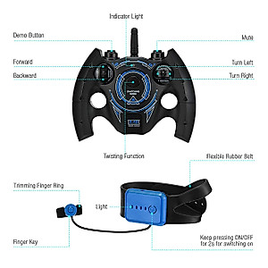 Powerextra Remote Control Car, 4WD Rc Stunt Car with Light & Music, Watch Gesture Sensor Car, Double Sided Rotating Off Road 360° Flips, Toy Car for Boys & Girls - Red