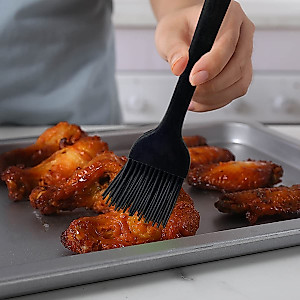 Silicon Pastry Basted Brush, Heat Resistant Basting Brush for Cooking, Pastry Brush for Baking BBQ Grill Cooking Kitchen Spreading Oil, Dishwasher Safe（Black-L）