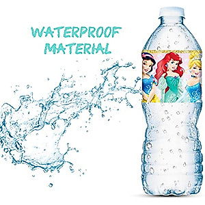 24PCS Water Bottle Labels for Princess Birthday Party Supplies, Princess Party Supplies Stickers Decorations for Princess Birthday Party Favors