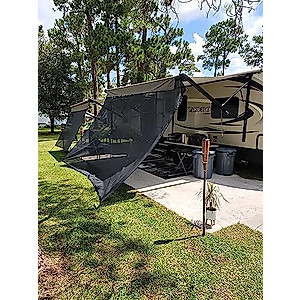 Gopper RV Awning Shade Screen with Zipper 9'x17'3", RV Awning Fabric Replacement Complete Kits for Trailer Camper, RV Awning 230GSM 8.2oz, 600D Durable Mesh Blocks 88% Sunlight, Improves Shade&Privacy