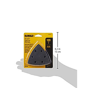 DEWALT DWASPTRI12 Hook and Loop Triangle 120 Grit Sandpaper, 12-Pack , Black