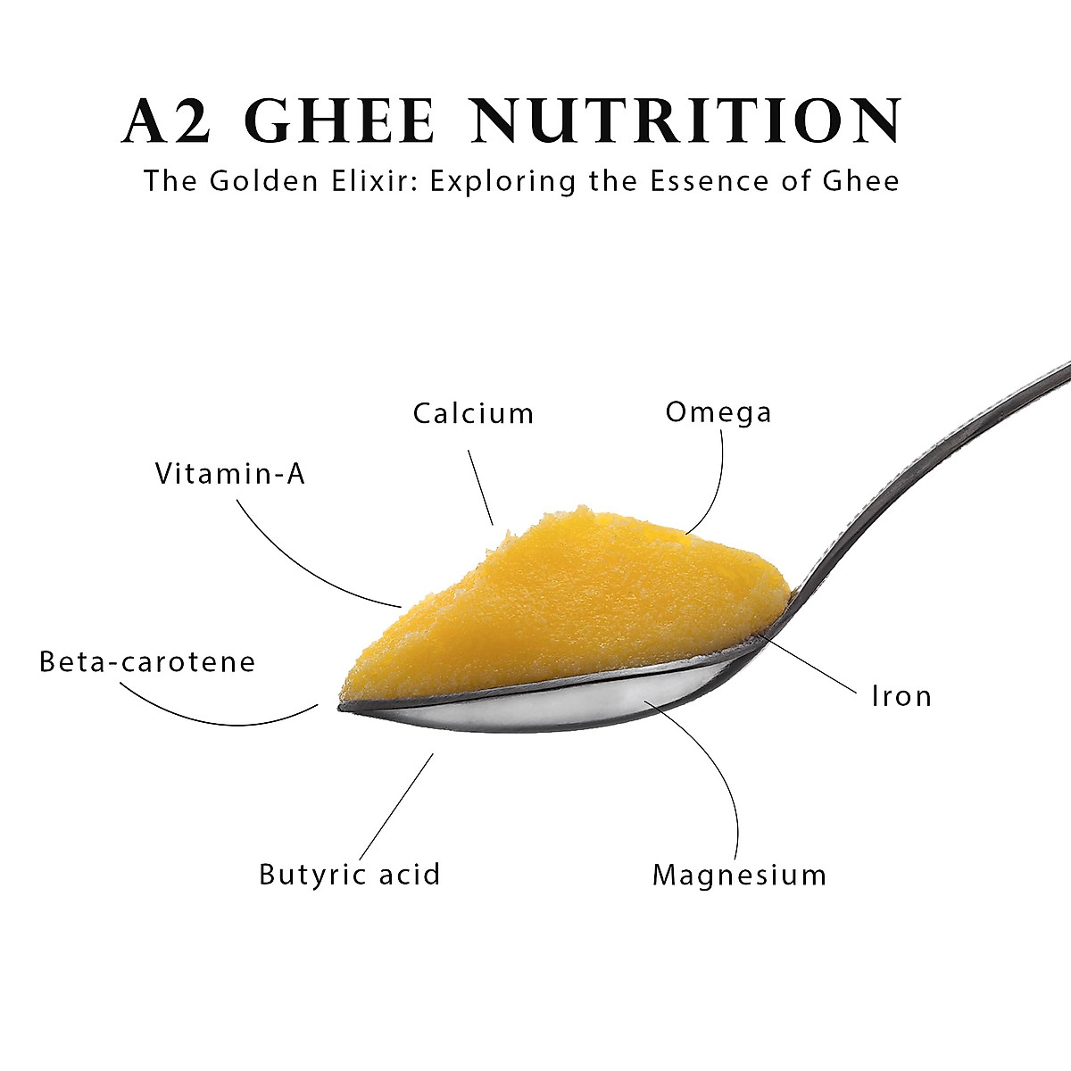The Roast® A2 Cow Ghee Clarified Butter From Organic Pasture Raised | A2 Ghee - Gir Cow Desi Ghee | Bilona Ghee A2 Organic Grass Fed Butter | 500 ML Glass Jar