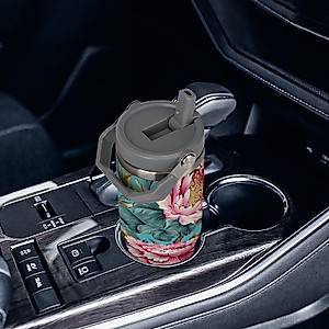 30 Oz Tumbler with Foldable Handle And Flip Straw,Light Blue And Dark Vacuum Insulated Travel Coffee Tumblers,Stainless Steel Leak-Proof Water Bottle,Fits in Cup Holder,Keep Cold 24H & Hot 12H