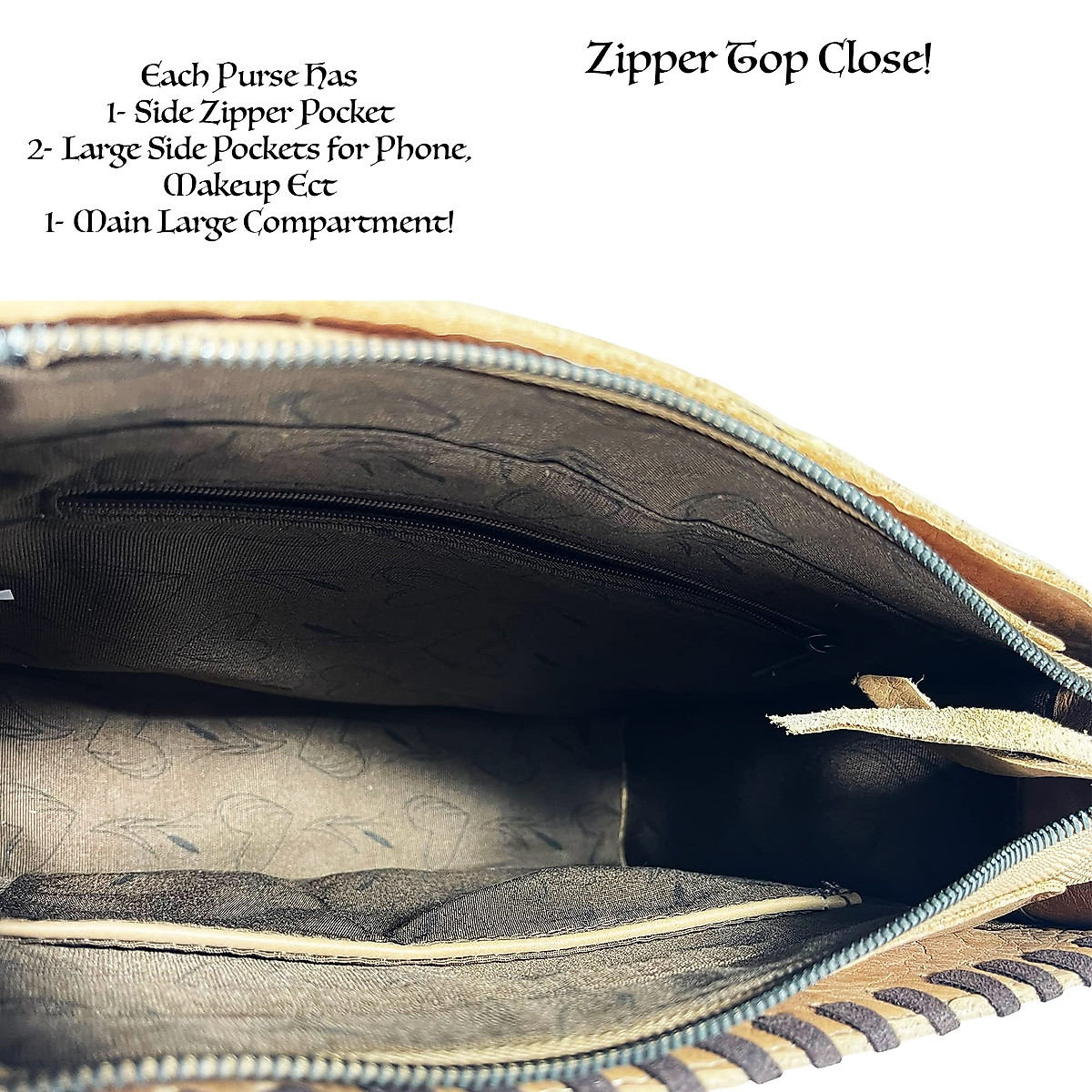 Urbalabs Western Crossbody Purse Large Handbag Genuine Leather Longhorn Cow Skull Tooled Tote Bag Hand Stitched (Blue)