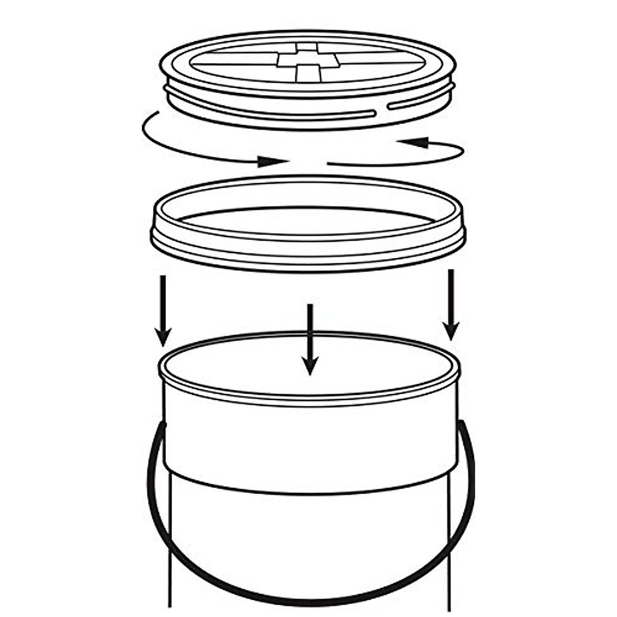 Petmate GAMMA2 Black 5 Gallon Seal Lid-Pet Food Storage Container Lid- 6 Pack