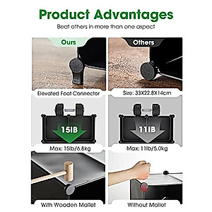 Puroma Closet Organizer 6 Cube Storage Organizer, Clothes with Mallet DIY Organizers and Storage, Portable Shelves Cabinet for Home, Office, Bedroom