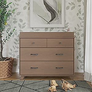 Child Craft SOHO 3 Drawer Mid-Century Modern Dresser with Changing Topper, Anti-Tip Kit, Extra-Large Storage for Baby Nursery, Kid’s Room (Dusty Heather)