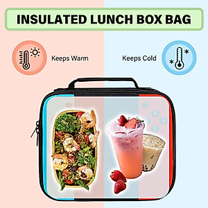 jwsxcfd Lunch Bag Lunch Boxes Reusable Games Insulated Portable Lunch Box Unisex Leak proof Cooler Tote Bag (Red)