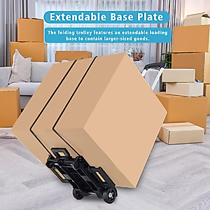 JMFOLD 70 lbs Folding Hand Truck,Lightweight Hand Truck Dolly with 2 Wheels & 2 Ropes,Portable Trolley,Folding Luggage Cart,Airport,Travel,Moving and Office (Silver-Aluminum)