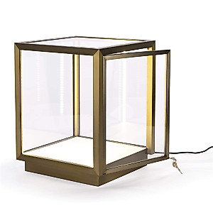 Displays2go Tabletop Glass Display Cases with LED Lighting – Bronze (DC1620SGSS)