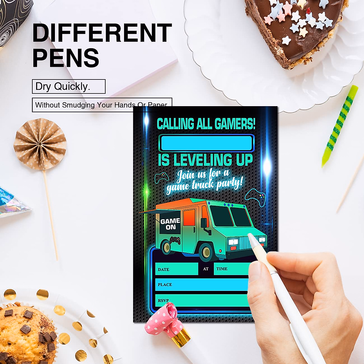 Soiceu Video Game Truck Theme Birthday Invitations with Envelopes Set of 20 Game On Video Game Truck Birthday Party Invites