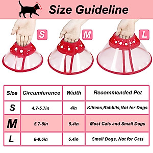 Vivifying Pet Cone for Small Dogs and Cats, Adjustable 5.7-8 Inches Recovery Cone, Lightweight Elizabethan Collar for Cats, Puppy and Small Dogs (Red)