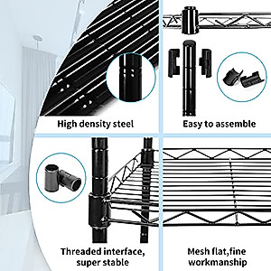 SUNLPH 5-Tier Wire Shelving Adjustable Shelves Unit Metal Storage Rack for Laundry Bathroom Kitchen Pantry Closet Organization (Black, 16.6" L x 11.4" W x 49.1" H)