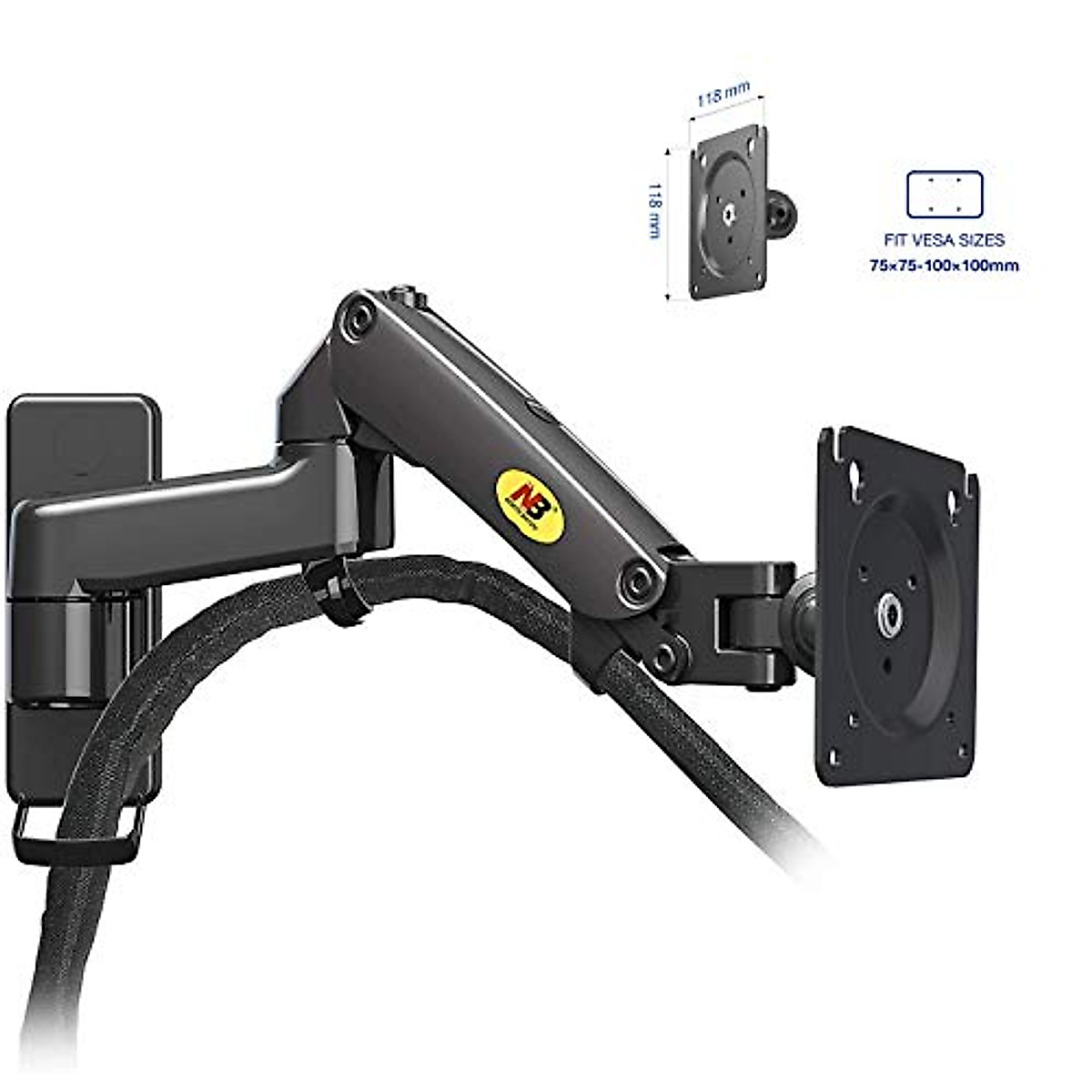 NB North Bayou TV Monitor Wall Mount Bracket Full Motion Articulating Swivel for 17-35" Monitors (Load Capacity from 4.4 to 22lbs) Double Extension F150-B