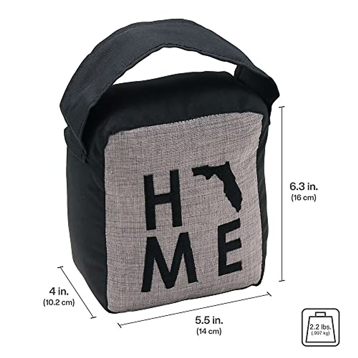 Elements Florida Home Sentiment Fabric Door Stopper, Gray and Black
