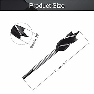 Utoolmart Auger Drill Bit for Wood, Hex Shank 20x165mm Cutting Dia HSS for Electric Bench Drill Woodworking Carpentry 1 Pcs