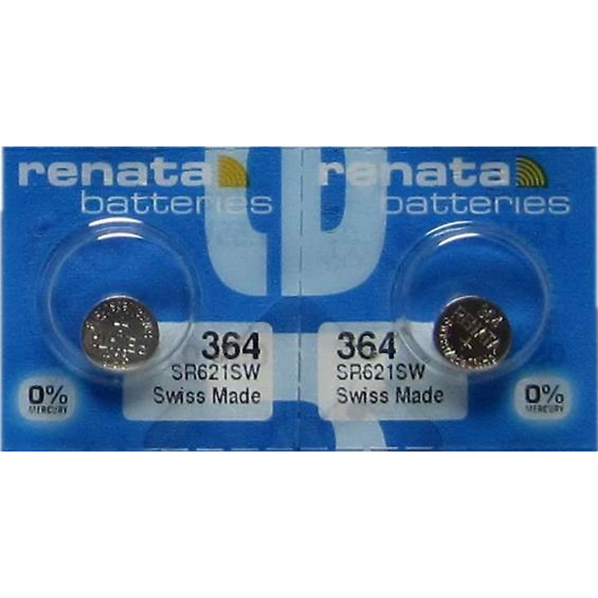 2 Renata 364 SR621SW Silver Oxide Zero Mercury Electronic Batteries