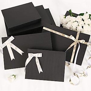 JINMING 12 Gift Boxes with Lids 11x8.5x1.5 Inches Gift Boxes for Clothes, Black Gift Boxes, Apparel Gift Boxes for Father's Day (Matte Black)