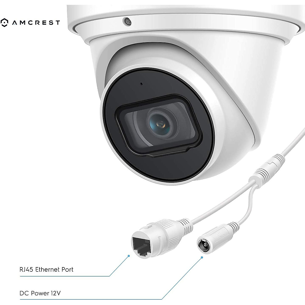 Amcrest 4K POE Camera AI Human/Vehicle Detection, UltraHD 8MP Outdoor Security Turret POE IP Camera, 3840x2160, Wide Angle, IP67 Weatherproof, MicroSD, Built in Mic, White (IP8M-T2669EW-AI)