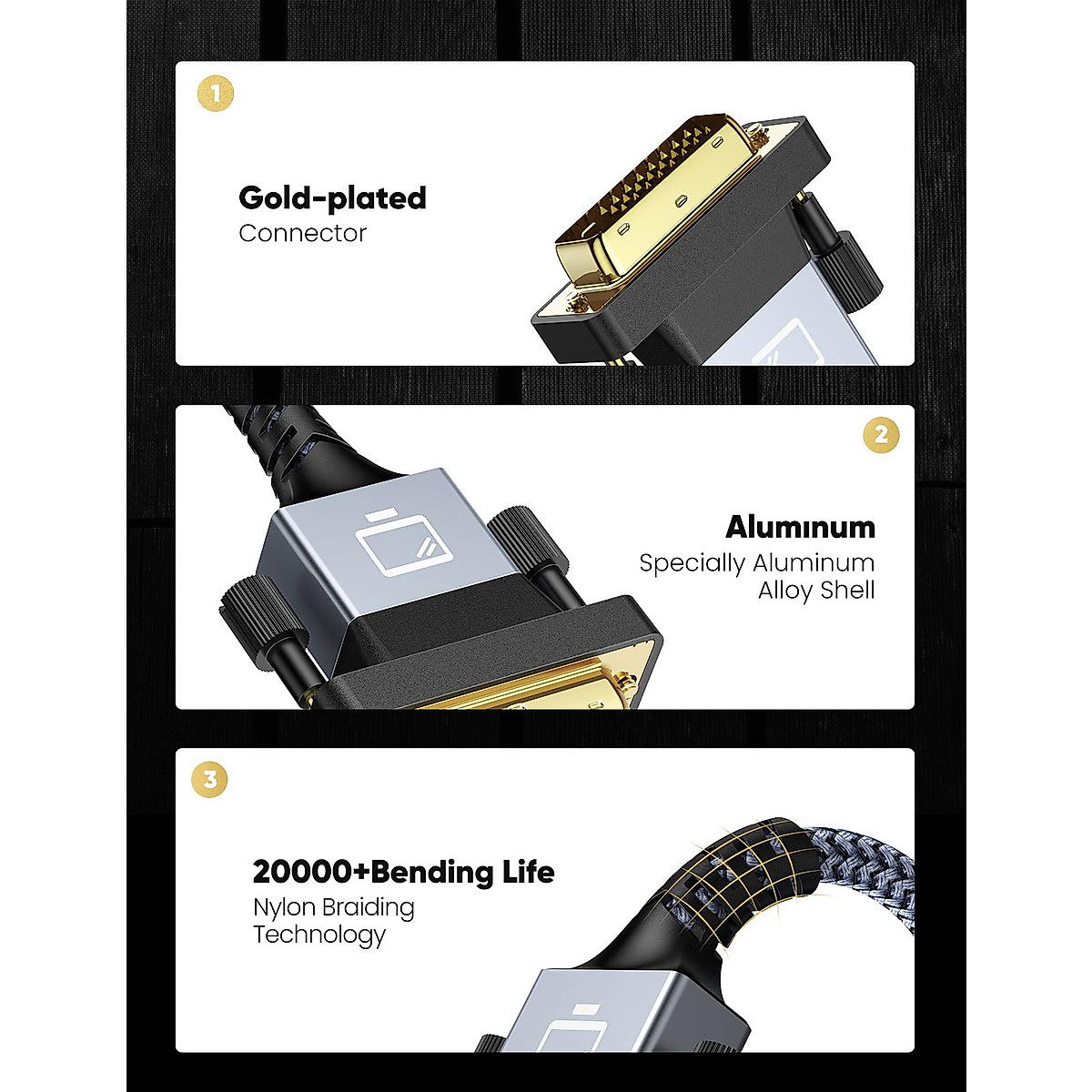 Capshi HDMI A to DVI Adapter Cable 6FT, High-Speed Gold-Plated Plug and Play Bi-Directional Nylon Braid 1080p, DVI to HDMI Adapter for Televison/Monitor/Video Card/Graphics Card