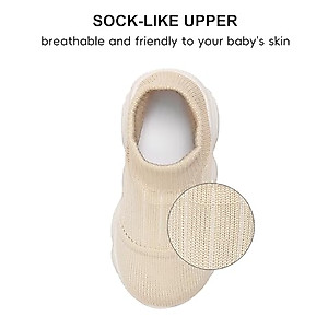 Cubufly Baby Sock Shoes First Walking Shoes Slip on Sneaker 0-3 Years Beige
