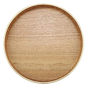 Table Tray Round Wooden Wooden Serving Tray Plate for Tea Set Fruits Candies Food Home Decoration Coffee Table Living Room Dining Table (24cm)