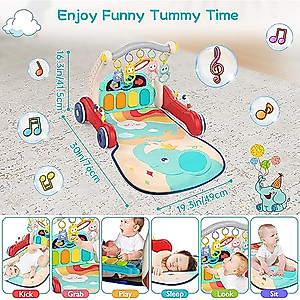 Baby Gym Play Mat Baby Walker, Pakoo Tummy Time Mat Piano Baby Playmat, Musical Activity Center Mat Play Mats as Birthday Christmas Gift for Babies and Toddlers