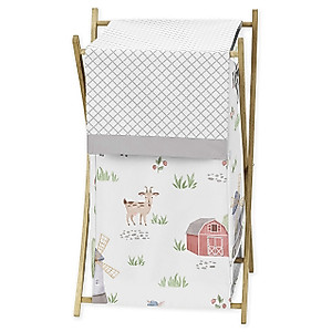 Sweet Jojo Designs Farm Animals Baby Kid Clothes Laundry Hamper - Watercolor Farmhouse Lattice Horse Cow Sheep Pig
