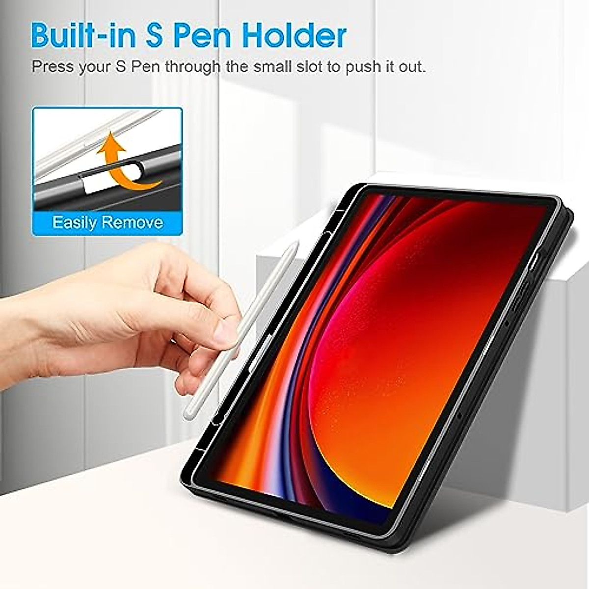 Fintie Slim Case for Samsung Galaxy Tab S9 11 Inch 2023 Model (SM-X710/X716B/X718U) with Built-in S Pen Holder, Soft TPU Smart Stand Back Cover Auto Wake/Sleep Feature, Black