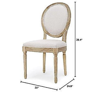 Christopher Knight Home Phinnaeus Polyester Beige Fabric Dining Chair (Set of 2), 2-Pcs Set