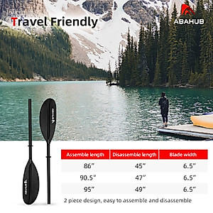 Abahub 1 x Kayak Paddles, 90.5 Inches Kayaking Oars for Boating, Canoeing with Free Paddle Leash, Aluminum Alloy Shaft Black Plastic Blades