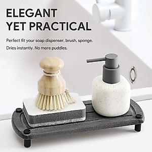 ACWOWO Home Sink Caddy, Instant Dry Kitchen Bathroom Sink Organizer, Diatomaceous Earth Water Absorbing Quick Dry Stone Drying Mat Tray for Sink Soap Bottles Sponge Holder, Light Gray