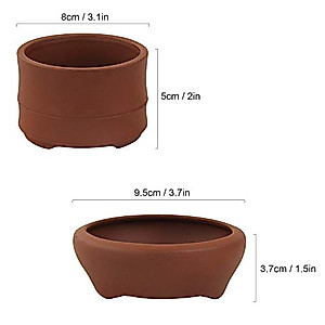 Happy Bonsai 2 pc 3.1" + 3.7" Unglazed Round Ceramic Succulent Planter Pot Set