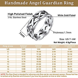 Bestyle Stainless Steel 7mm Wide Celtic Trinity Knot Eternity Wedding Engagement Band Ring, Solid Thick Irish Celtic Trinity Flower Finger Ring Stackable, Size 7