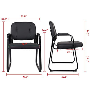 CLATINA Office Desk Guest Chair with Padded Arms Waiting Room Guest Chair Leather Reception Chairs Office Desk Chairs Without Wheels for Restaurant, Library, Barber Store, Set of 4