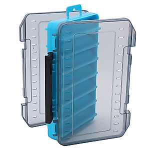 Folanda Double Sided Lure Box, Breathable Plastic Double Sided Fishing Tackle Box with Anti Lost with Handle, Waterproof Space Saving Tackle Storage Organizer for Outdoor Fishing(Blue)