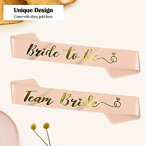 Lunhoo 12 Pack Team Bride Sash Set, Bachelorette Party Sashes, Team Bride Sash for Bridal Party and Wedding Celebrations (Rose Gold)