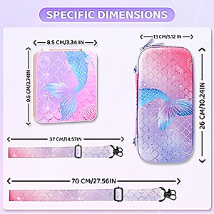 RHOTALL Carrying Case for Nintendo Switch & Switch OLED Cover, Hard Portable Travel Case for Switch Game Accessories with Purple Game Case and 2 Thumb Caps - Fish Tail