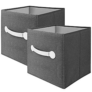 Vexqhovgalo Storage Bins Collapsible Basket - Foldable Fabric Organizing Cubes with Handles For Shelves Utility Room Bedroom Closet And Toys Large Sturdy Organizers 2 Pack (Grey)
