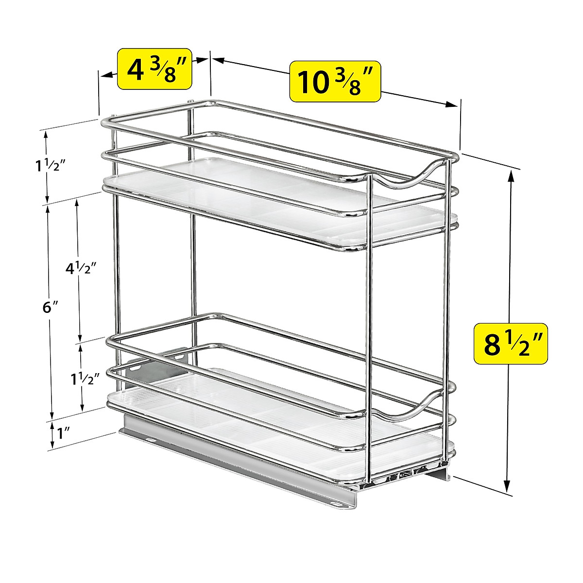 Lynk Professional® Pull Out Spice Rack Organizer for Cabinet - Slide Out Vertical Spice Rack - 4-1/4 inch Wide Sliding Spice Organizer Shelf - Double, Chrome