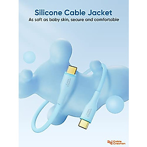 CableCreation USB C Charger Cable 6FT/60W, Soft Silicone USB C to USB C Cable, USB Type C to Type C Cable Fast Charging for Galaxy S22/S21, iPad Mini 6/Air 4, MacBook Pro/Air, Pixel, etc, Blue