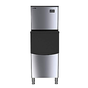 KoolMore Modular Ice Maker Machine, 315 lb. Full Cube Production, Free-Standing with Air Cooled Evaporator, 200 lb Bin, Stainless-Steel