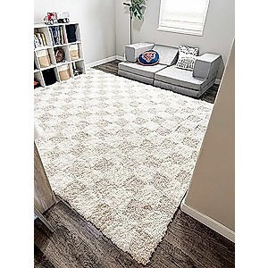 Hauteloom Etiler Living Room, Bedroom Area Rug - Contemporary - Plush Pile - Cream,Light Beige - 4' x 6'