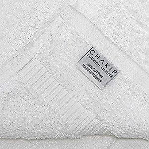 Chakir Turkish Linens 100% Cotton Premium Turkish Towels for Bathroom | 16'' x 30'' (4-Piece Hand Towel, White)