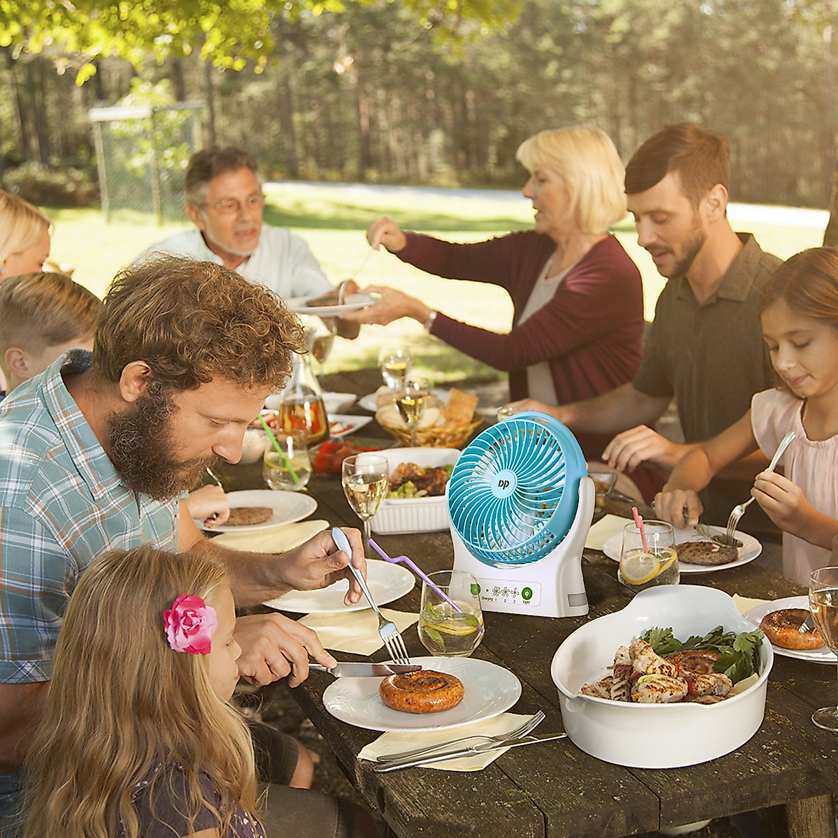 ZUKULIFE Portable USB Powered Personal Desk fan Strong Airflow Cooling fan for Cooling for Travel, Home Kitchen and Office, 3 Speeds with Side Light (Blue)